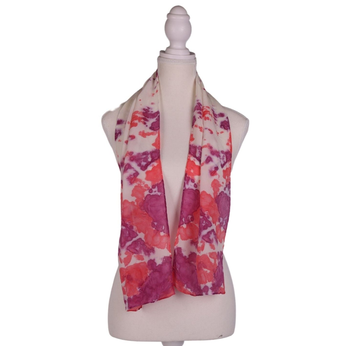 Hot Pink Clouds 54 x 8 Hand-Painted Scarf | Artworks Studio